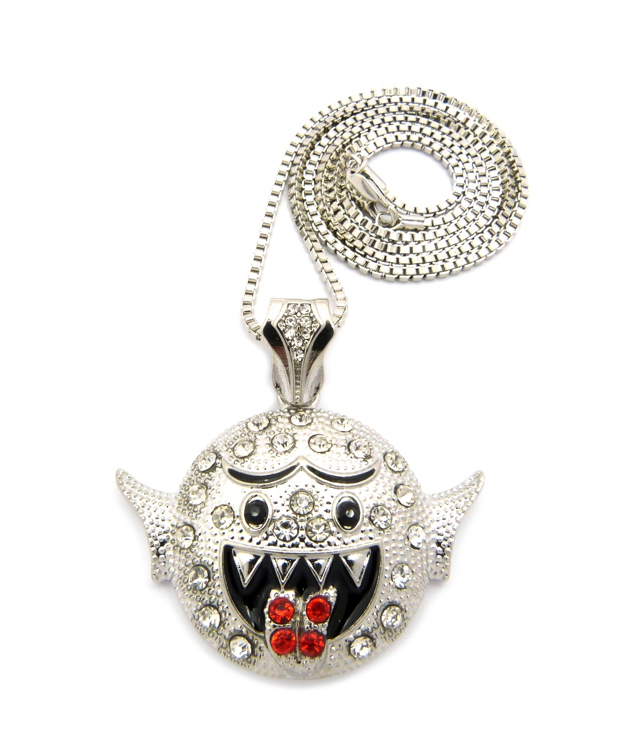 NEW BOO GHOST PENDANT &2mm/24" BOX CHAIN HIP HOP NECKLACE - MSP277BX | eBay