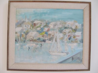 ALFRED BIRDSEY BERMUDA SAIL BOATS SCENE ORIGINAL OIL ON CANVAS SEASCAPE ...