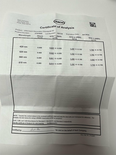 HACH DR/Check Absorbance Standard Kit (Set of 4) 27639-00 for sale ...