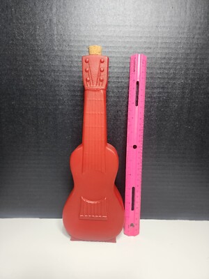 Red Glass 12" Guitar Violin Fiddle Shaped Decanter Bottle Vase Cork ...