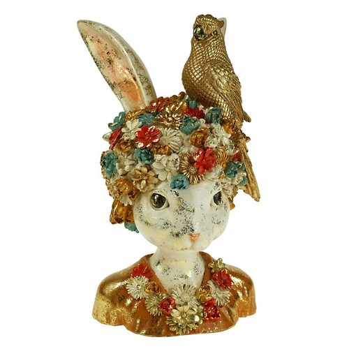 Werner Voß Hasenbüste WANDA mit Vogel Polyresin Ostern Deko Barock Hase ...