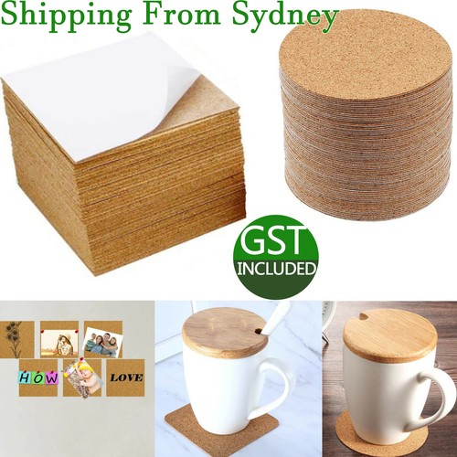 20/40 Self-adhesive Cork Coasters Round Square Cork Mats Cork Backing ...
