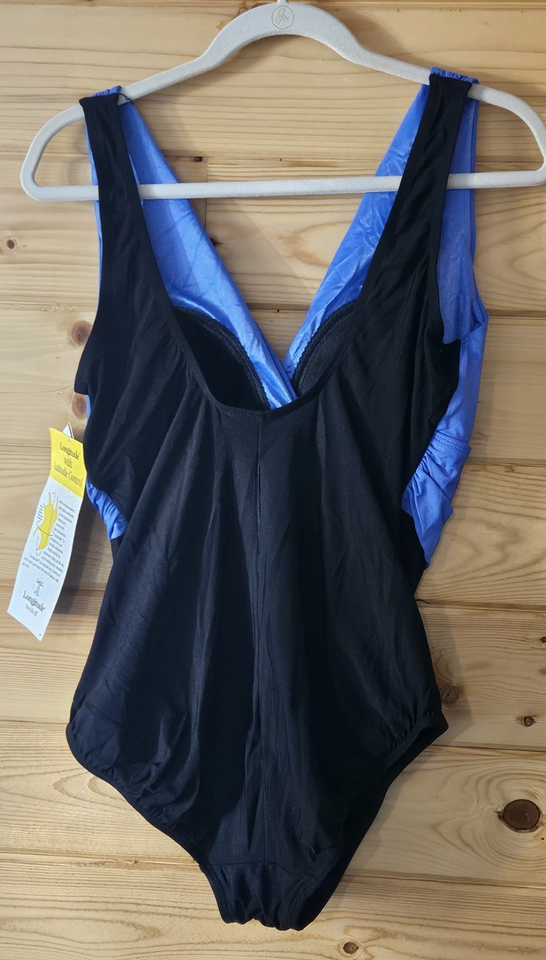 Longitude Women's Size 16 Black Blue V Neck 1 Pc Swimsuit Padded NWT | eBay