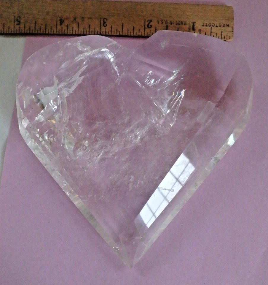Beautiful Crystal Heart Polished Clear Quartz cut into a faceted Heart ...