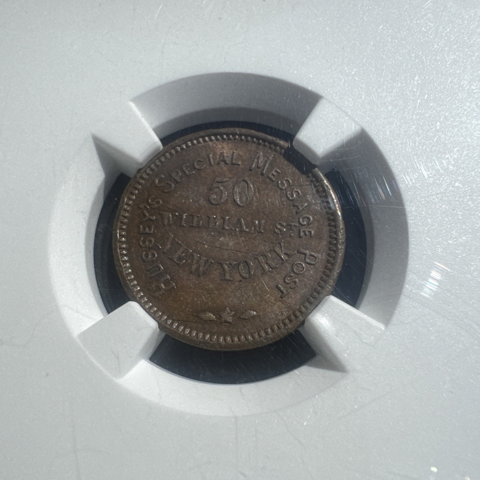 Rare 1863 NEW YORK NY F-630AK-1a HUSSEY'S MESSAGE POST TOKEN - MS63BN ...