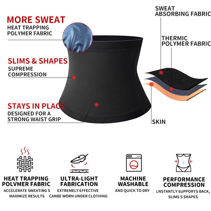 Men Waist Trainer Trimmer Sweat Sauna Belt Fat Burner Body Shaper ...