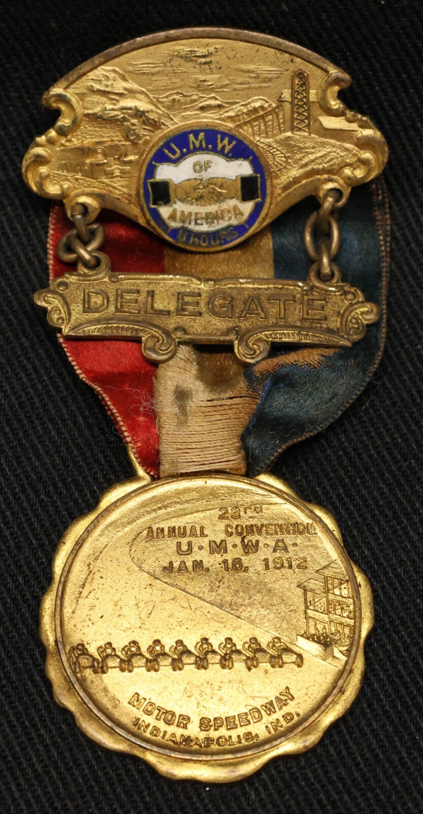 Antique 1912 United Mine Workers of America Medal - Indianapolis Motor ...