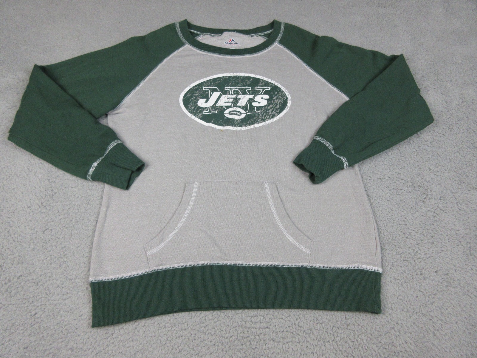 New York Jets Sweater Boys Large Gray Green NFL Football Logo ...