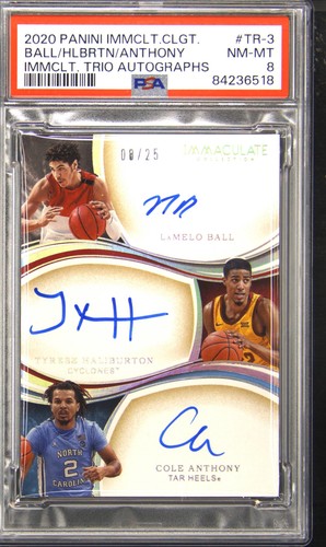 2020 #TR-3 LaMelo Ball/Tyrese Haliburton/Cole Anthony Autograph Auto 08 ...