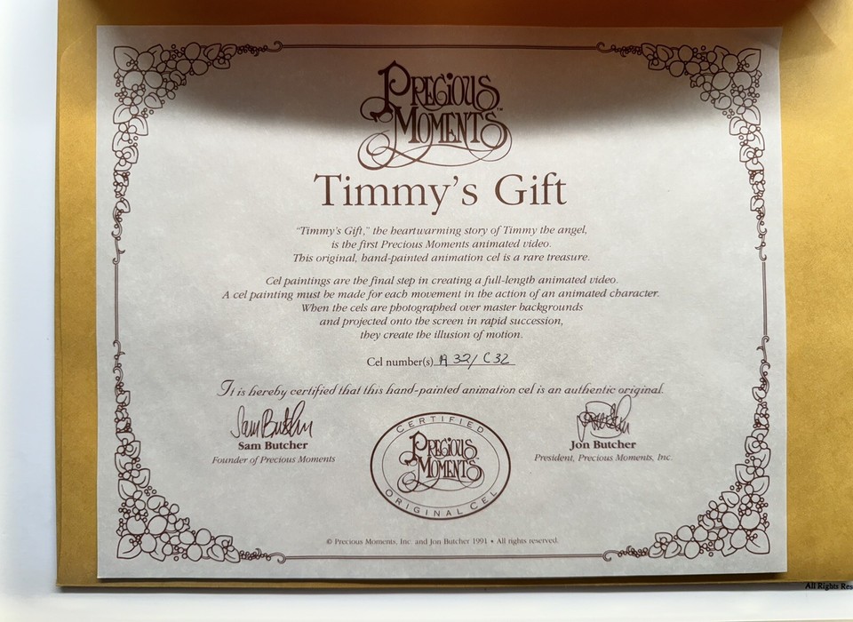 Precious Moments original cel Timmy’s Gift cel numbers A 32/ C32 | eBay