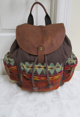 Pendleton Brown Multi Wool Canvas Western Cargo Pockets Drawstring ...