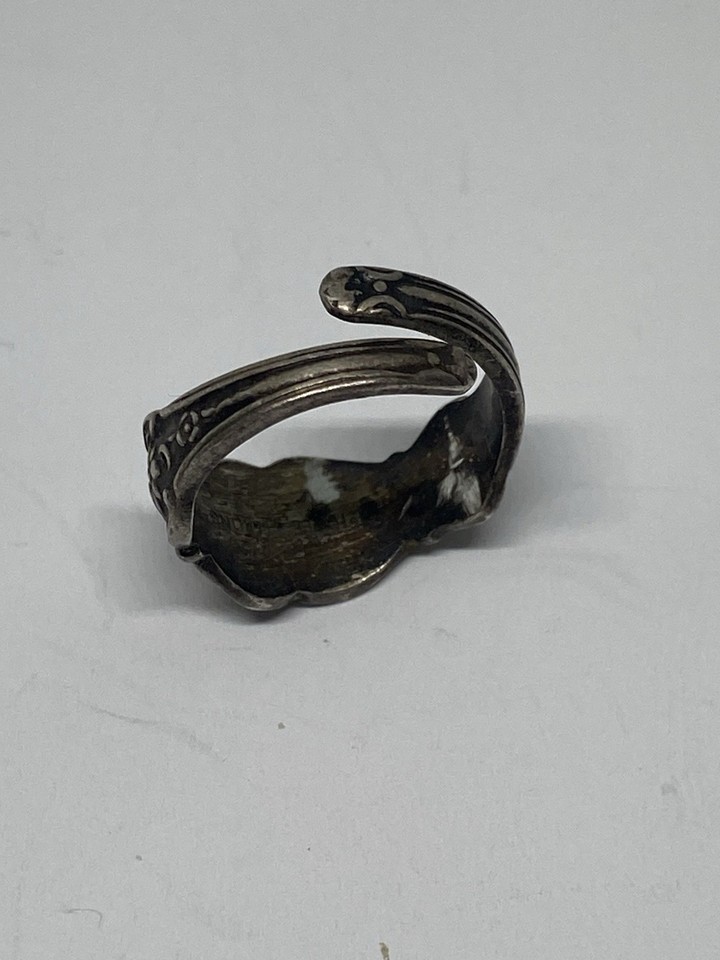 SIZE 5 3.3g STERLING SILVER VINTAGE ADJUSTABLE SPOON RING STAMPED 925 ...