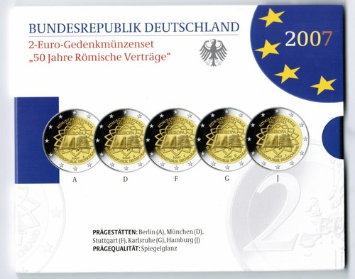Germany Official Blister 2 Euro A-J Roman Treaties 2007 PP | eBay