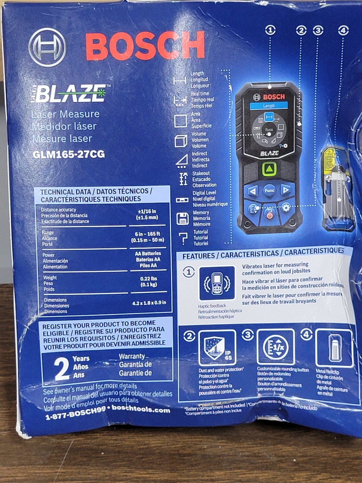 Bosch Blaze Glm165-27cg Green-Beam 165 Ft. Laser Measure - Black for ...