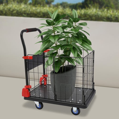 Max 150kg Heavy Hand Truck W/Cage Removable Cage Cart Multipurpose ...