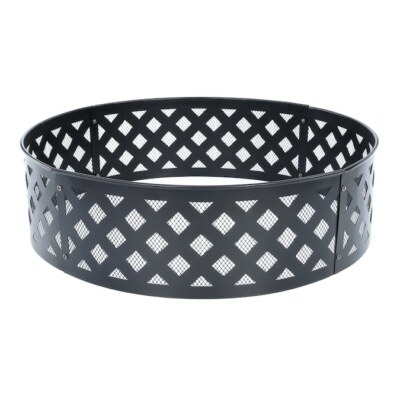 Steel Outdoor Fire Ring 30 in. Round Lattice Pattern Black Wood Fire ...