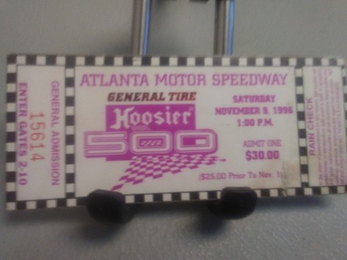 1996 Hoosier 500 NASCAR Ticket Stub (November 9, 1996) w/Harry Gant ...