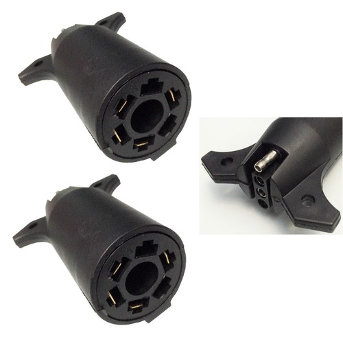 2pc 7 Way Round to 4 Pin Flat Trailer Connector Plug Light Adapter Plug ...