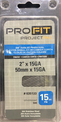 (500 Pack) ProFIT 28 Degree 304 STAINLESS STEEL Finish Nail 2” 15 gauge ...