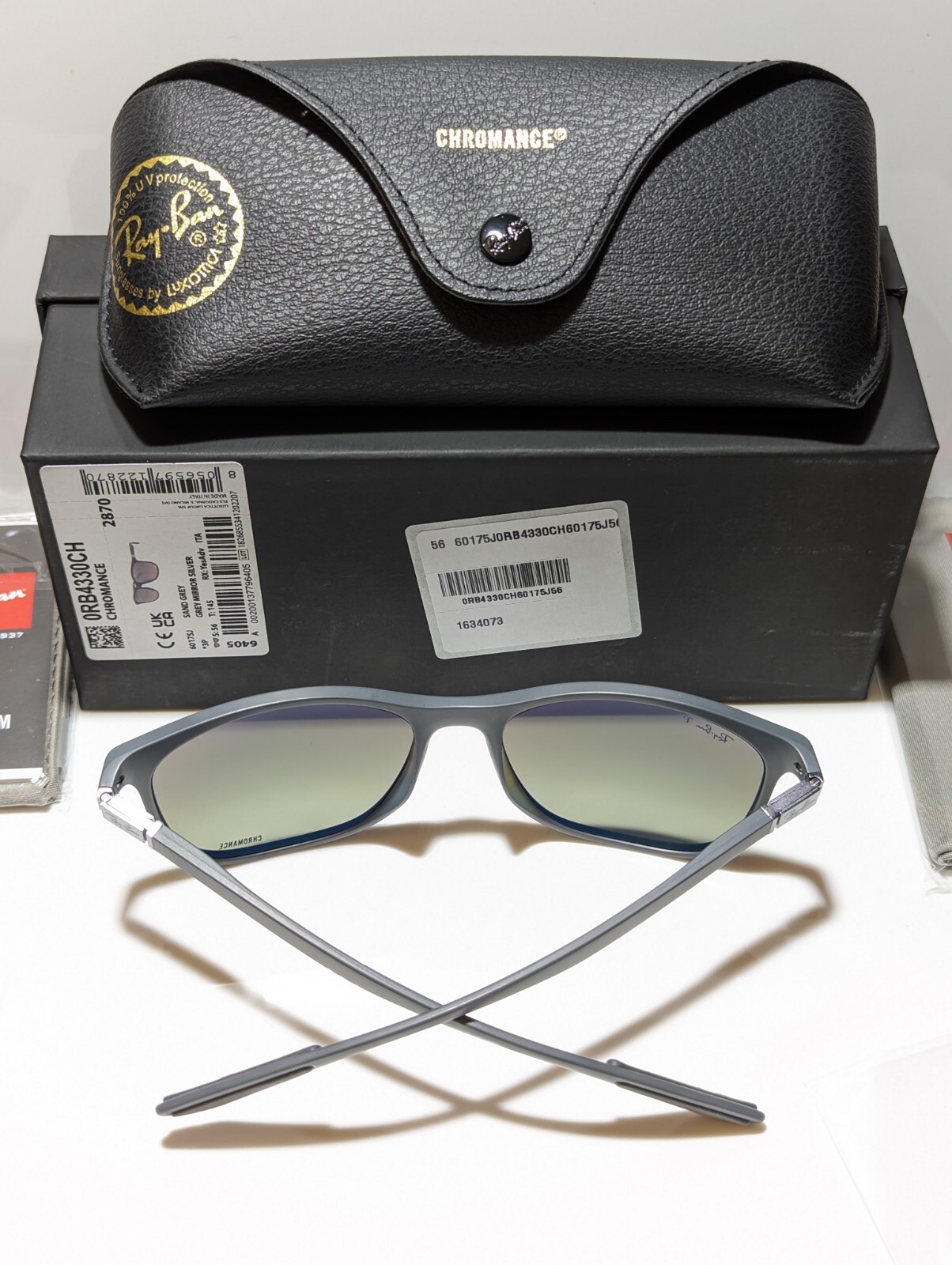 NEW Ray-Ban Chromance Sand Grey / Silver Mirrored Polarized Lens ...
