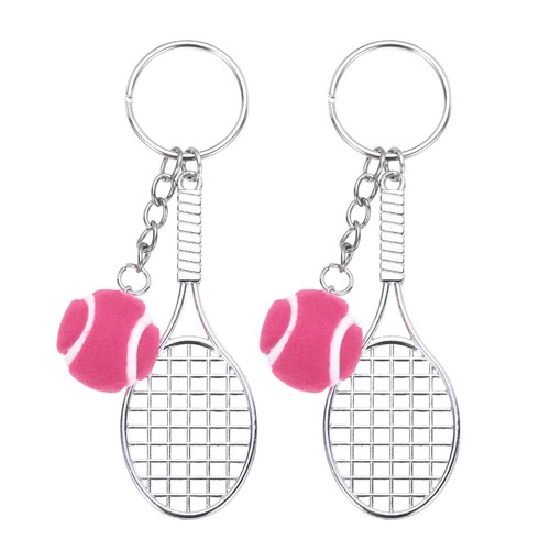 Tennis Keychain, 2 Pcs Metal Tennis Racket Key Chains Sports Pendant ...