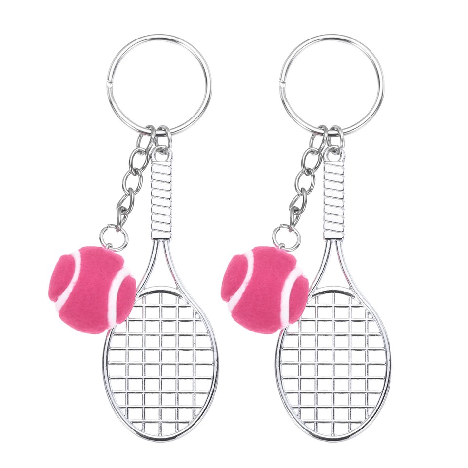 Tennis Keychain, 2 Pcs Metal Tennis Racket Key Chains Sports Pendant ...