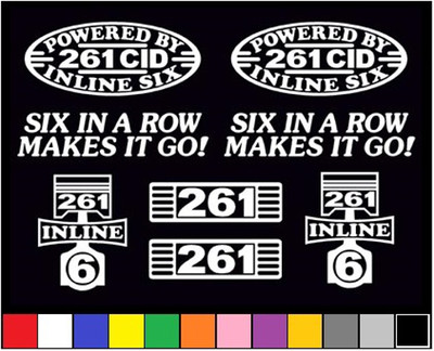 8 DECAL SET 261 CID INLINE 6 ENGINE STRAIGHT SIX EMBLEM I6 VINYL ...