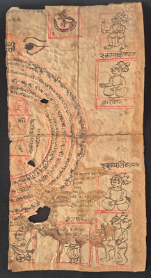VINTAGE RARE OLD SANSKRIT HANDWRITTEN MANUSCRIPT LEAF "YANTRA-MANTRA ...