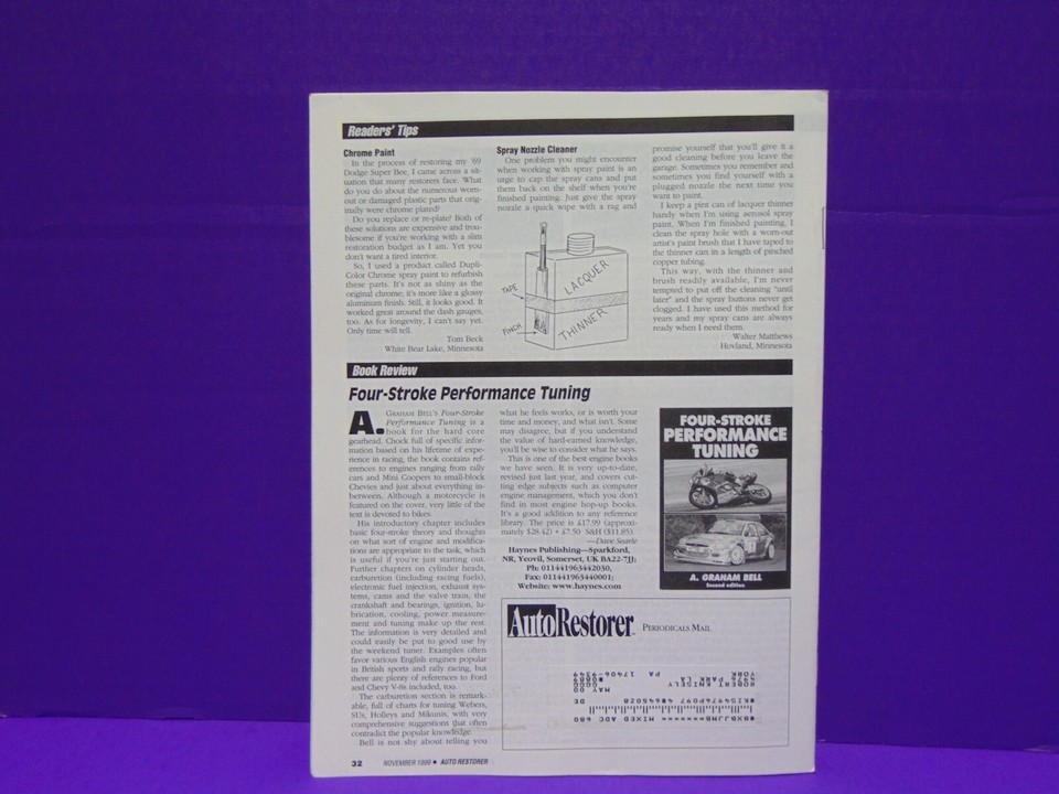 Auto Restorer Magazine Volume 11 Number 11 November 1999 1972 Plymouth ...