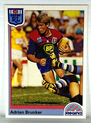 1992 Regina NSWRL Trading Card #66 Adrian Brunker Newcastle Knights ...