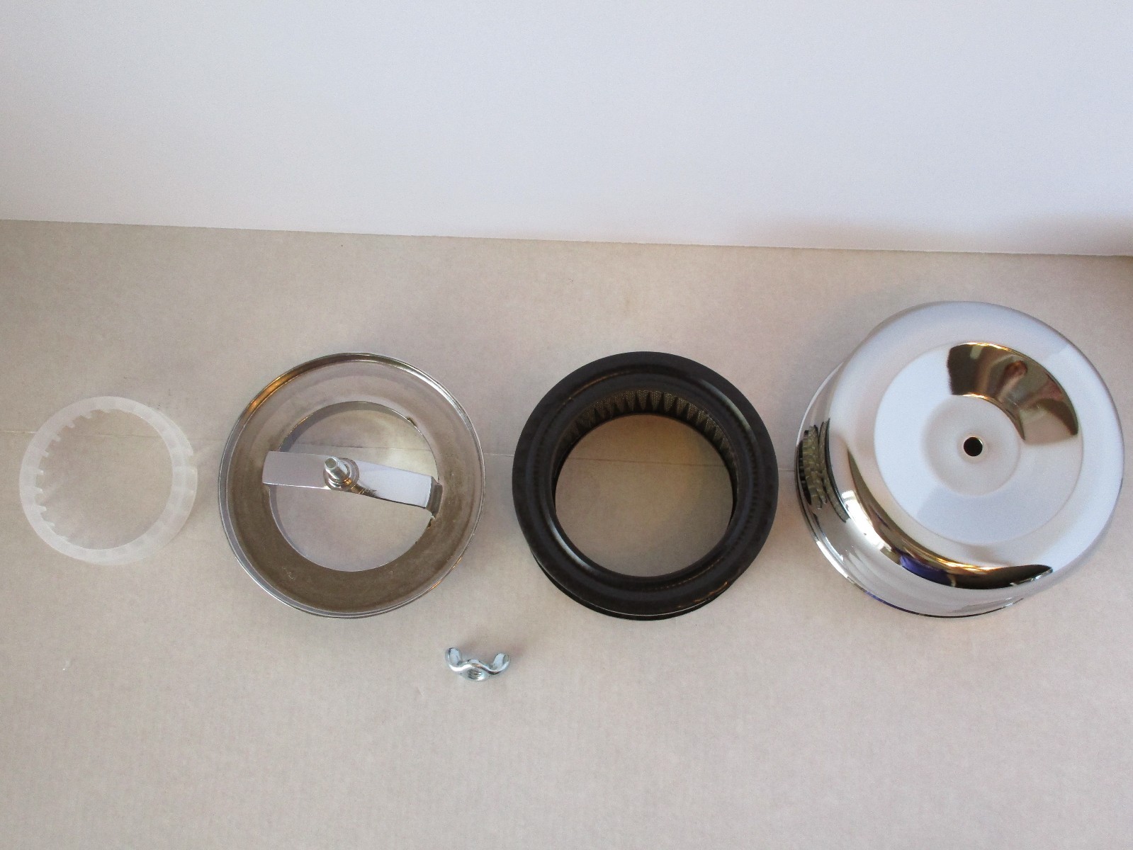 CHROME 4 5/8" LOUVERED AIR CLEANER 1 OR 2 BBL FITS CHEVY & FORD HOT ROD ...