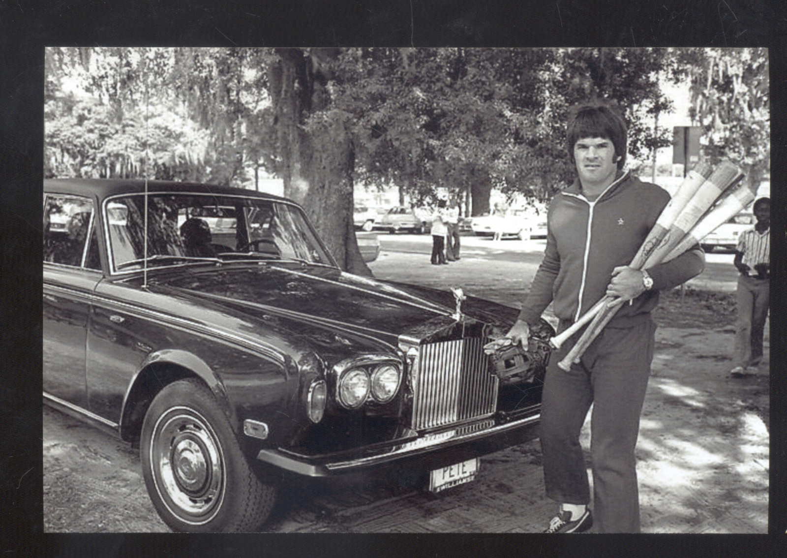 REAL PHOTO CINCINNATI REDS PETE ROSE ROLLS ROYCE ADVERTISING POSTCARD ...