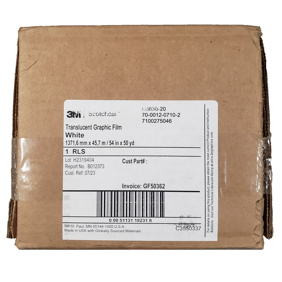 3M Scotchcal IJ3630-20 White Translucent Graphic Film 54 in x 50 yd ...