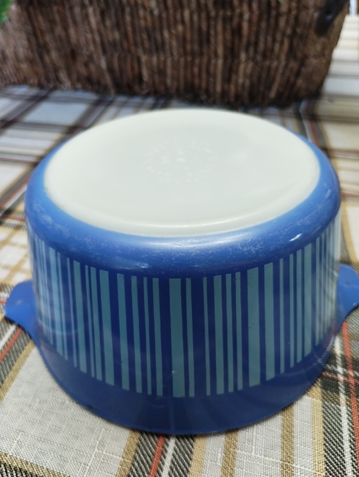 Pyrex Barcode Blue Stripe 473 NO Lid Signs Of Wear Constitant With Age ...