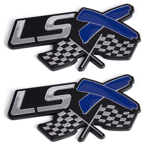 2pcs Blue Racing Flag LSX Emblem Car Fender Rear Trunk 3D Badge ...