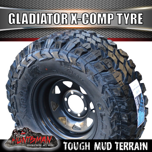 17" Black Steel Wheel Rim & 33X12.5R17 L/T Gladiator X-COMP Mud Tyre 33 ...