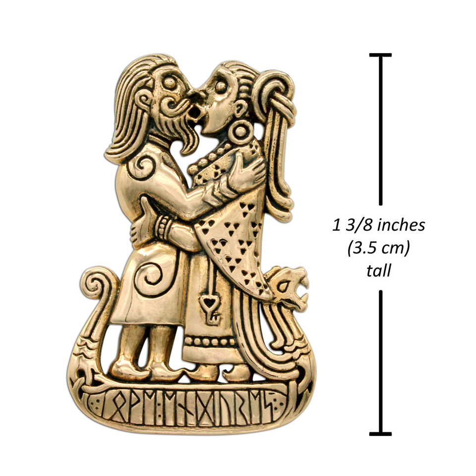 Bronze Viking Kiss Norse Rune Blessing Pendant - Asatru Heathen Love ...