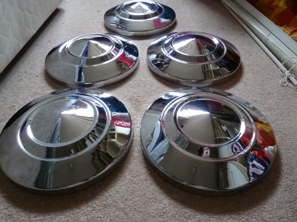 Bedford CF five chrome Hubcaps, four new, one used may fit CA | eBay UK