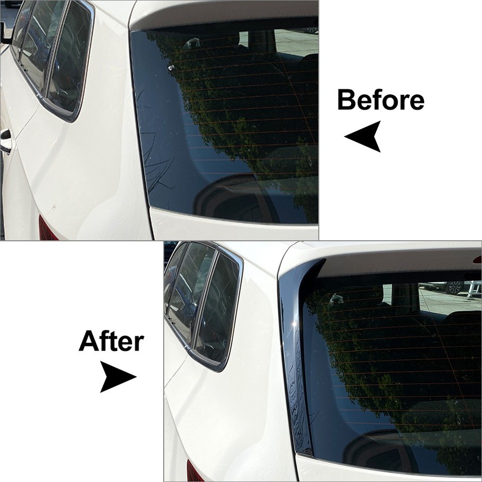 For Skoda Karoq ABS Plastic Black 2x Rear Window Spoiler Side Wing Trim ...