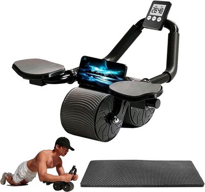 Ab Roller Wheel Adjustable Non-Slip with Arm Support, Knee Pad, Timer ...
