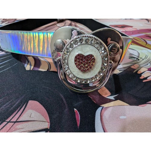 Rave Wear Adjustable Pacifier Jewel Silver and Pink Festival | eBay
