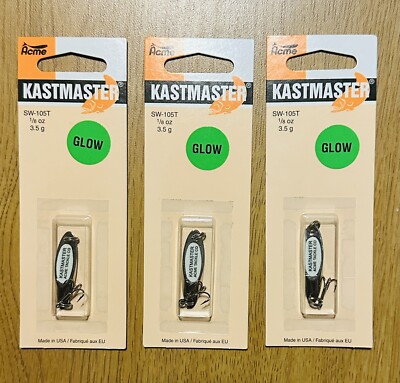 LOT of (3) Acme KASTMASTER Action Spoon - GLOW SW-105T 1/8 Oz / 3.5g ...