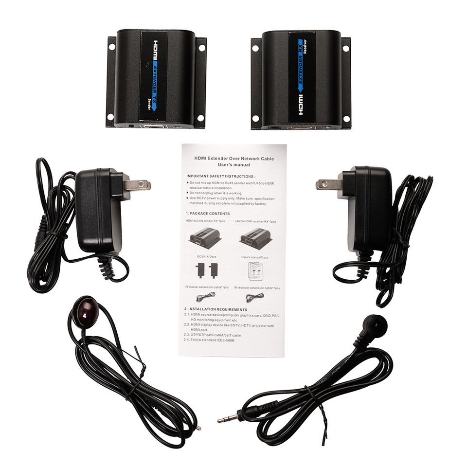 HDMI Network Extender Adapter 1080P to 60M Over RJ45 Cat6 7 Ethernet ...