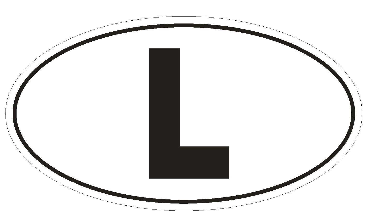 L Luxembourg Country Code Oval Bumper Sticker or Helmet Sticker D1029 ...