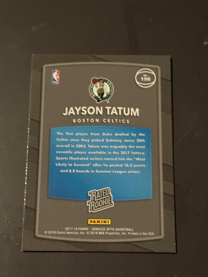 2017-18 Donruss Jayson Tatum Rated Rookie (RC) No.198 Red and Yellow | eBay