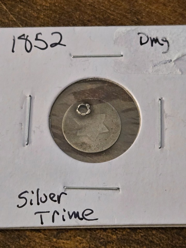 1852 Silver Trime - Historic U.S. Coin - Holed for Necklace - 75% ...