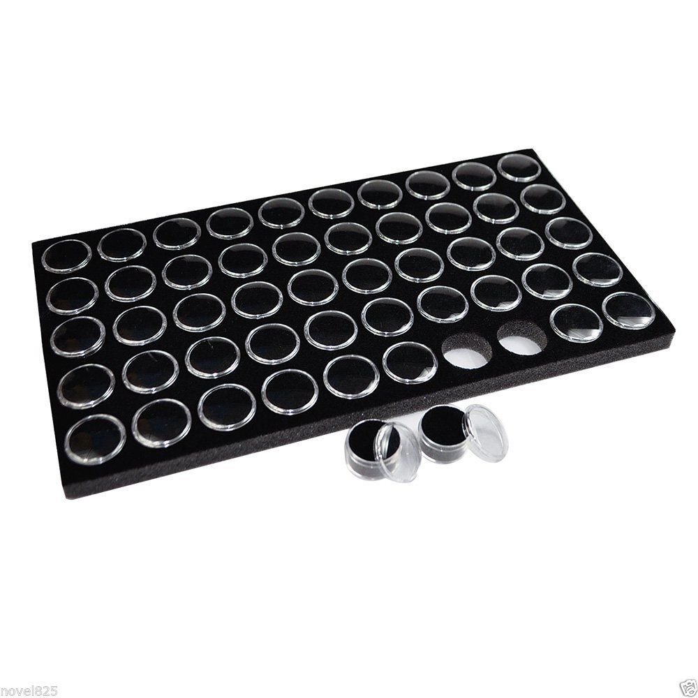 New 50 Black Foam Gem Jars Gemstone Jewelry Storage Display Tray Insert ...