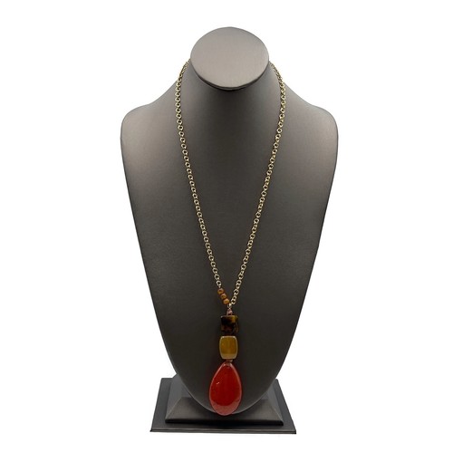 Vintage CHICO'S Gold Tone Cable Chain 3 Acrylic Stones Pendant Fashion ...