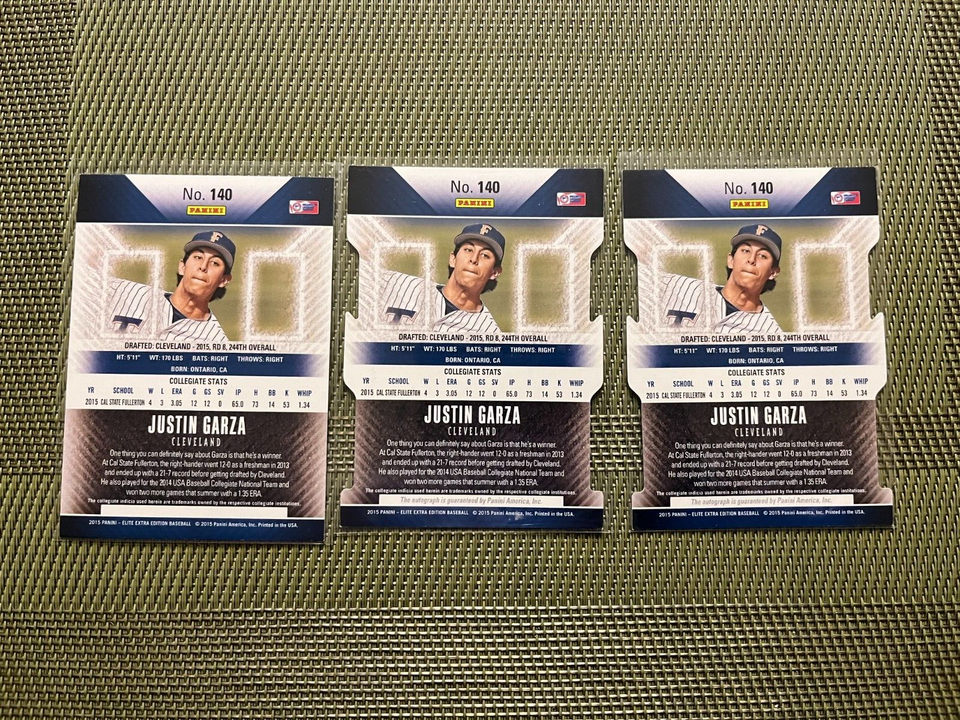 3 JUSTIN GARZA 2015 Elite Extra #140 Base, #d/50, #d/25, Guardians ...