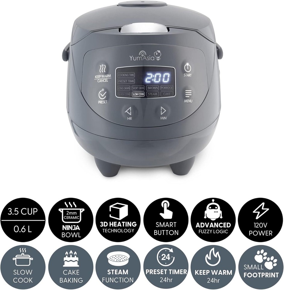 Yum Asia Panda Mini Rice Cooker With Ninja Ceramic Bowl and Advanced ...